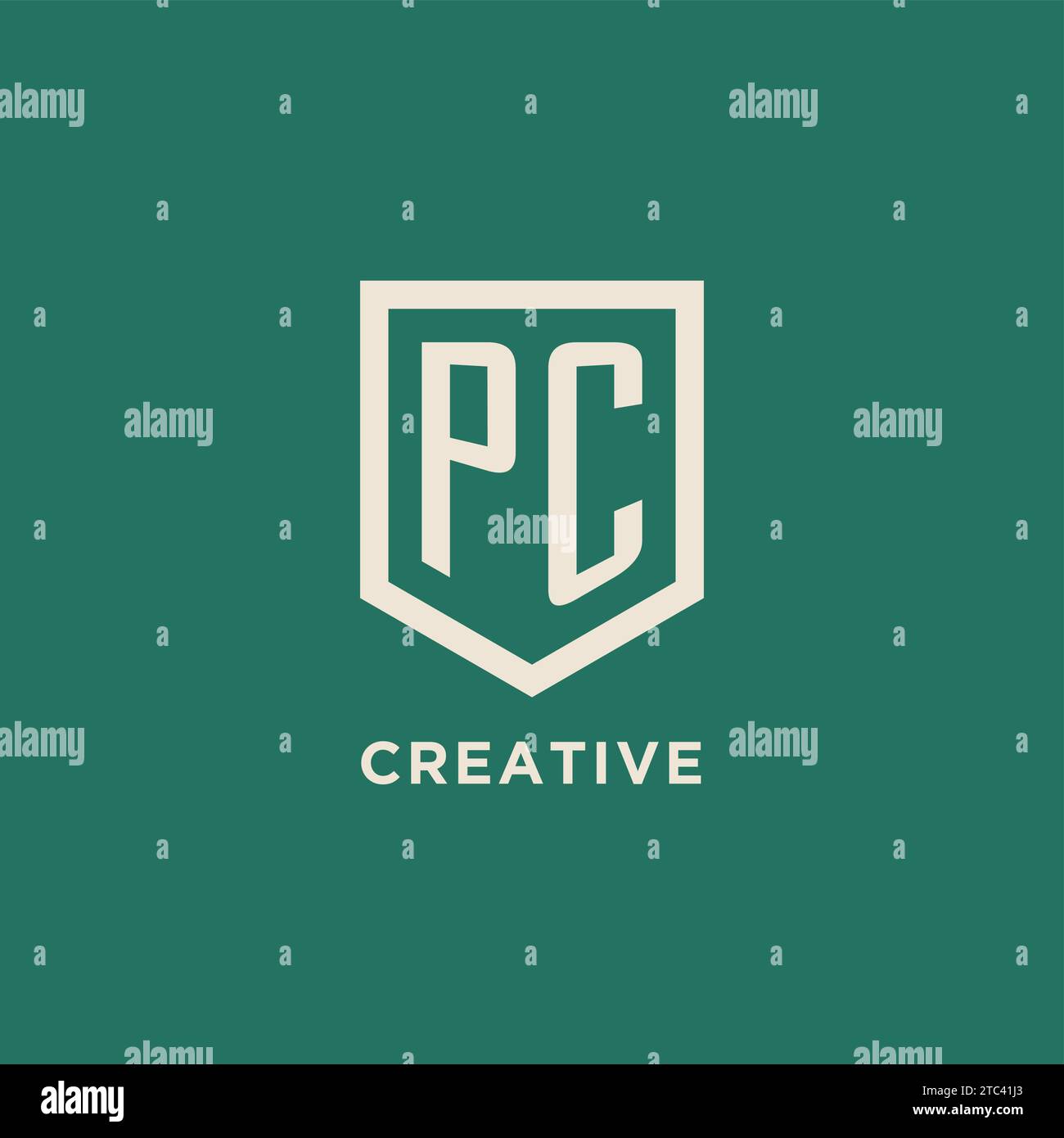 PC initial logo monogram shield geometric shape design vector graphic ...