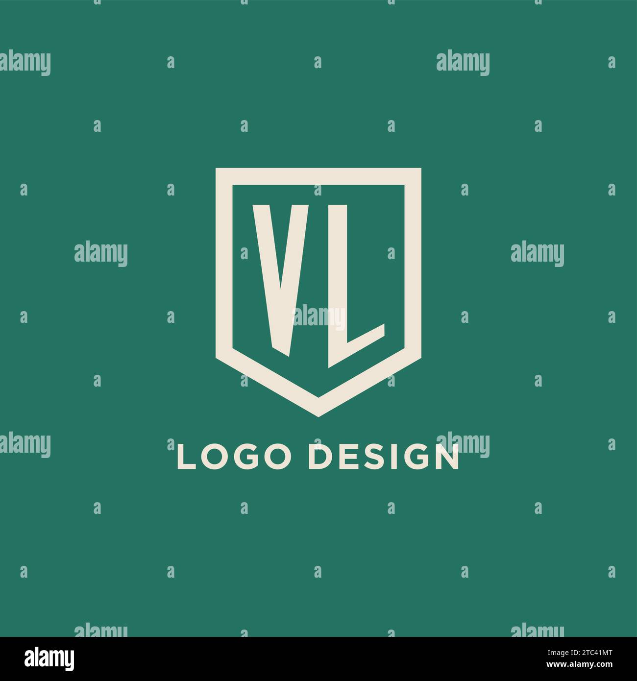 VL initial logo monogram shield geometric shape design vector graphic ...