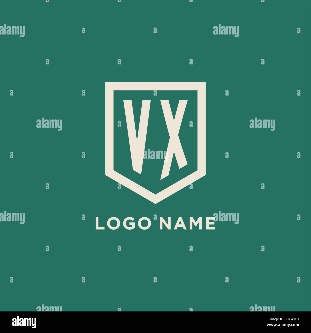 VX initial logo monogram shield geometric shape design vector graphic ...