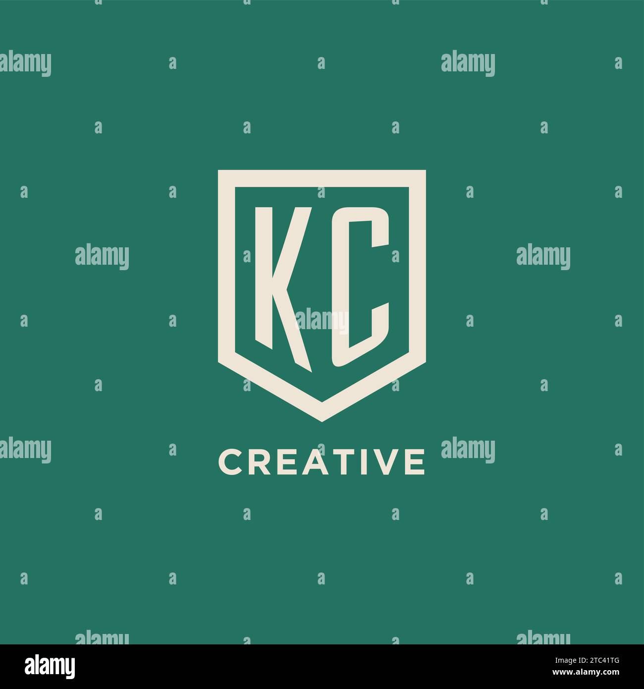 KC initial logo monogram shield geometric shape design vector graphic ...