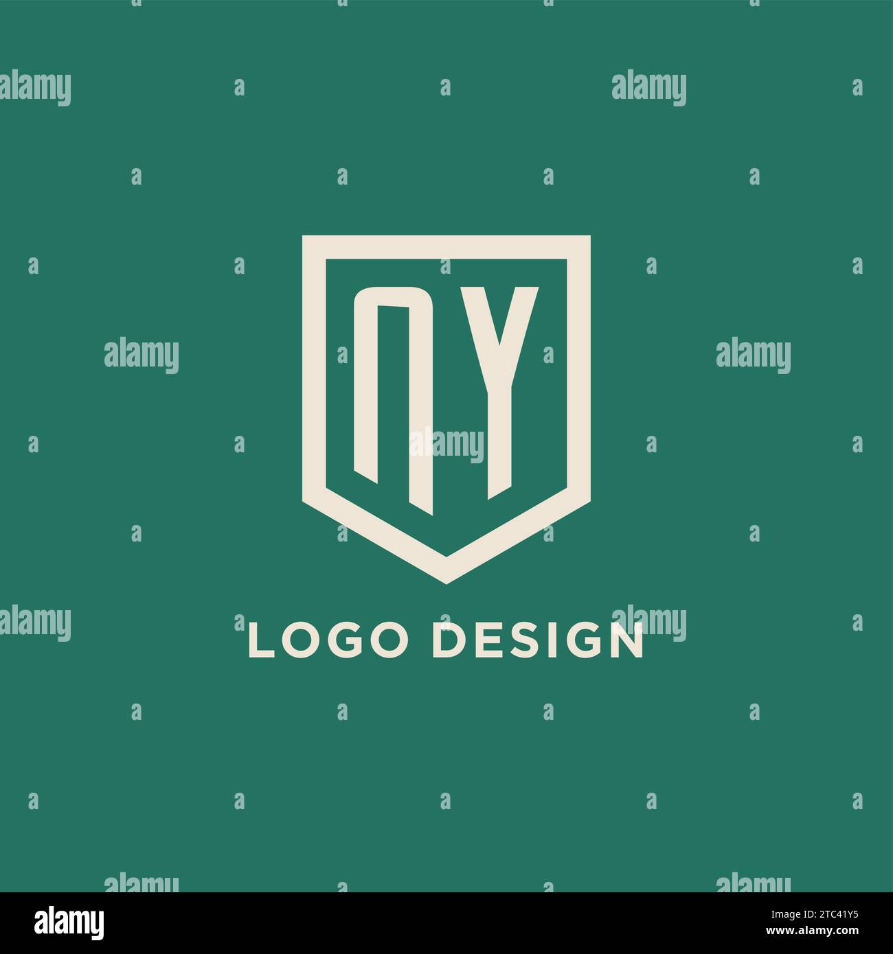 NY initial logo monogram shield geometric shape design vector graphic ...