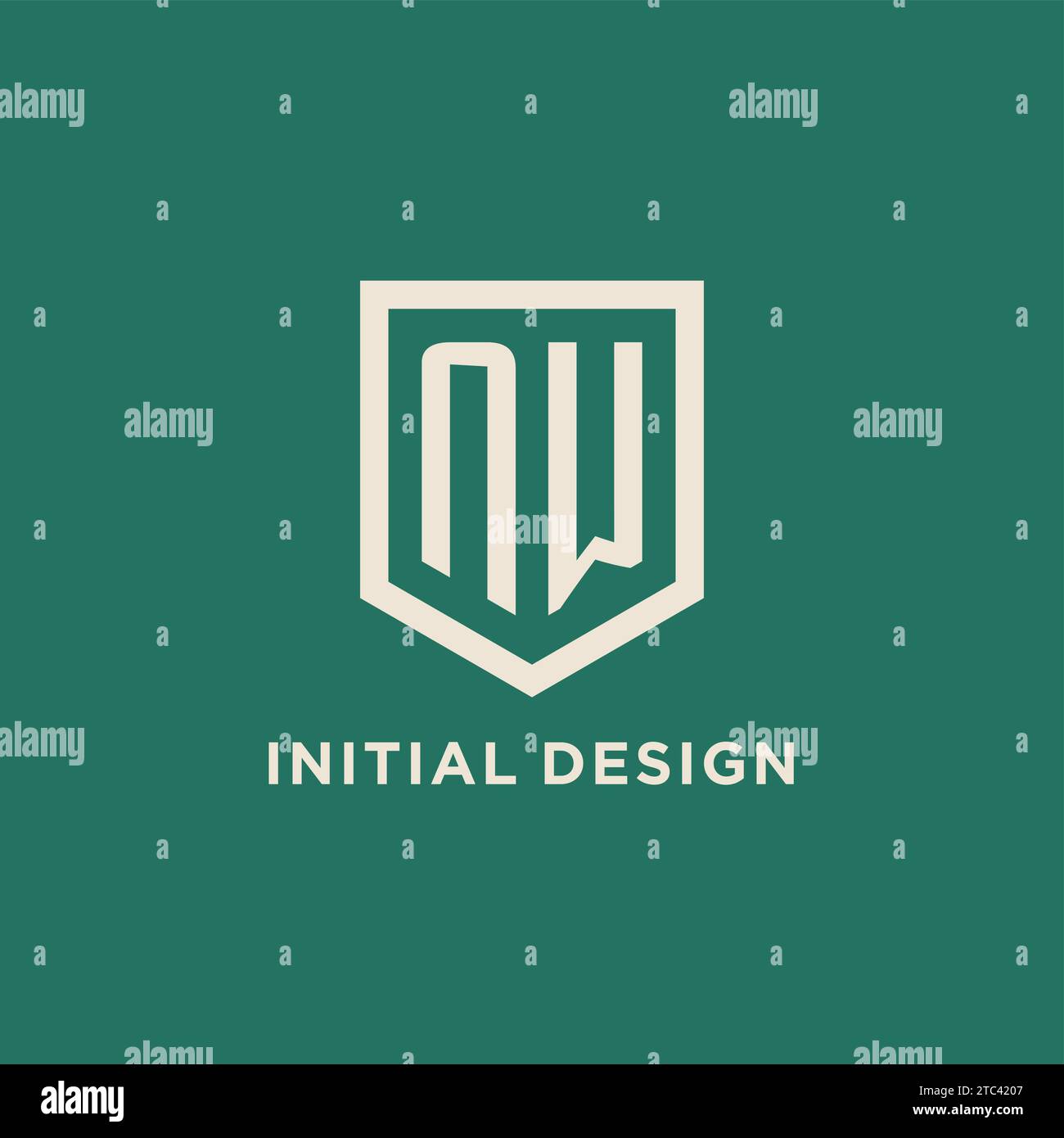 NW initial logo monogram shield geometric shape design vector graphic ...
