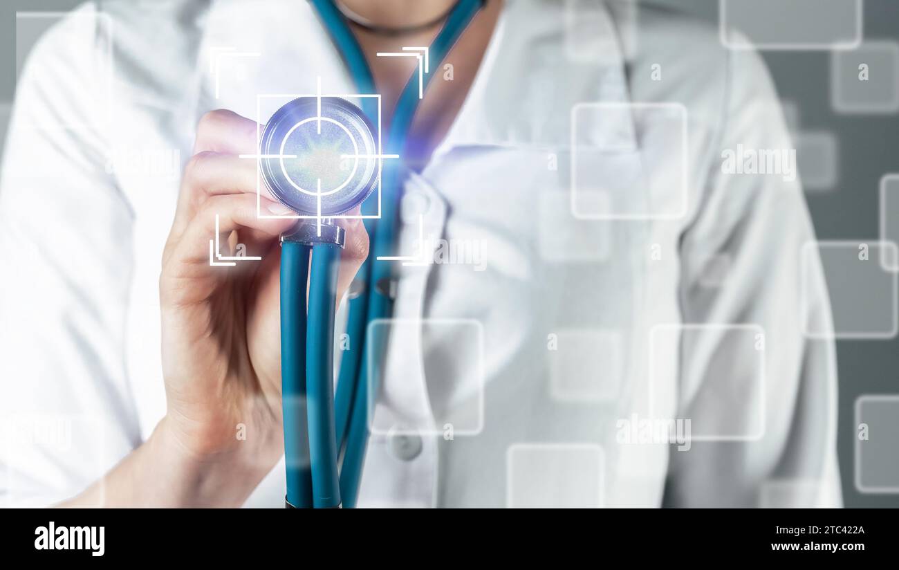 Medical checkup technology concept. Stethoscope on virtual screen Stock ...
