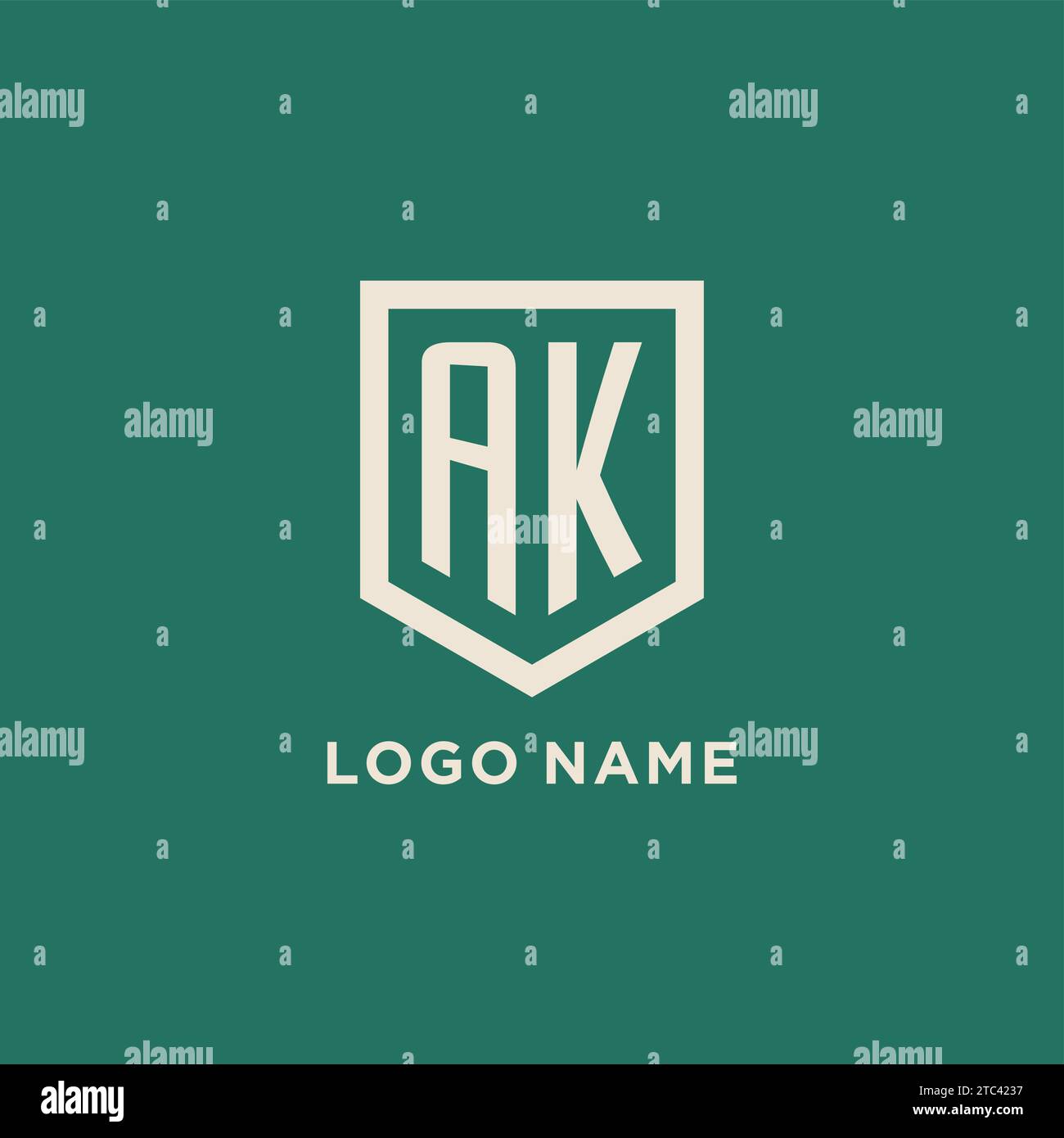 AK initial logo monogram shield geometric shape design vector graphic ...