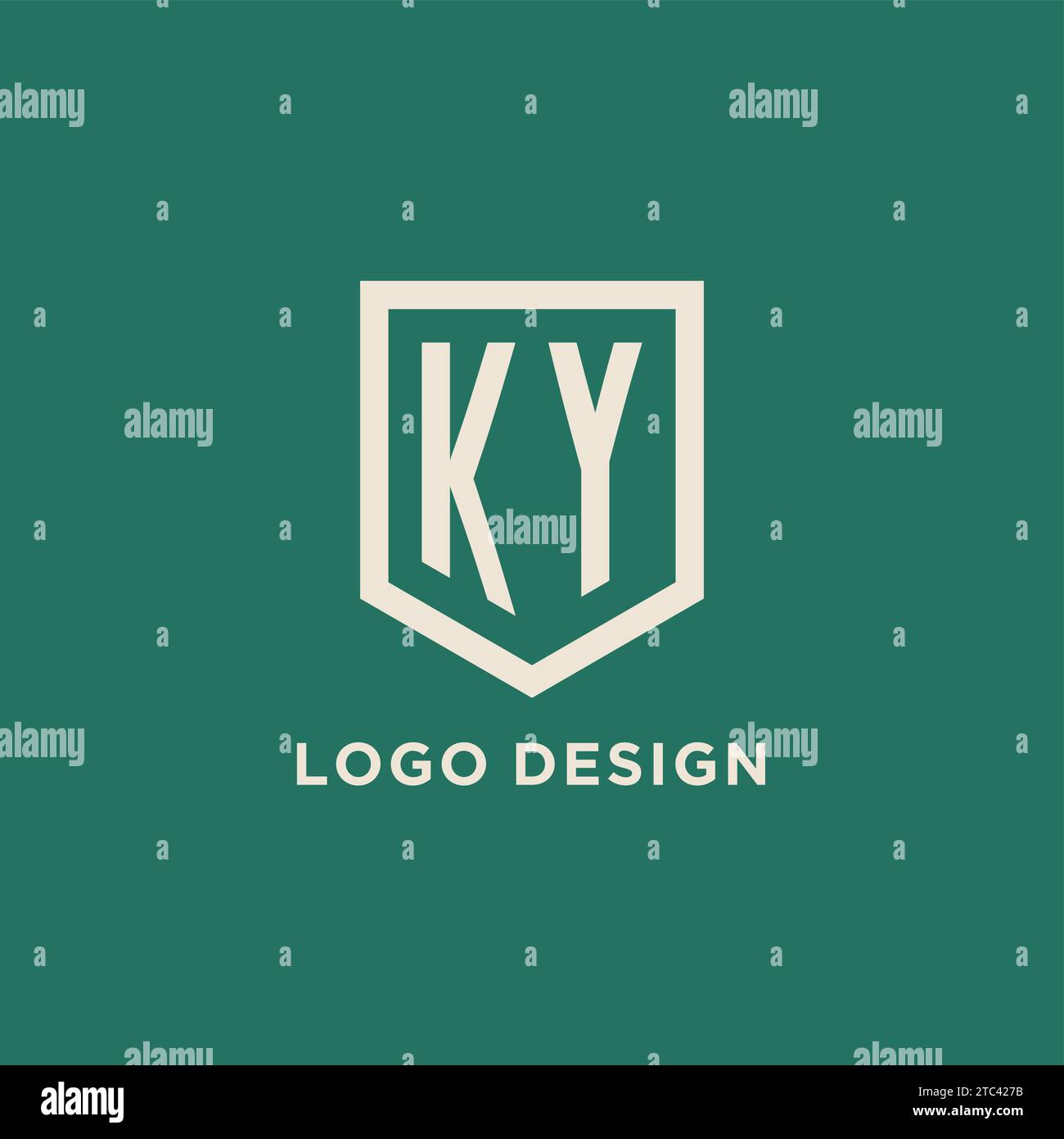 KY initial logo monogram shield geometric shape design vector graphic ...