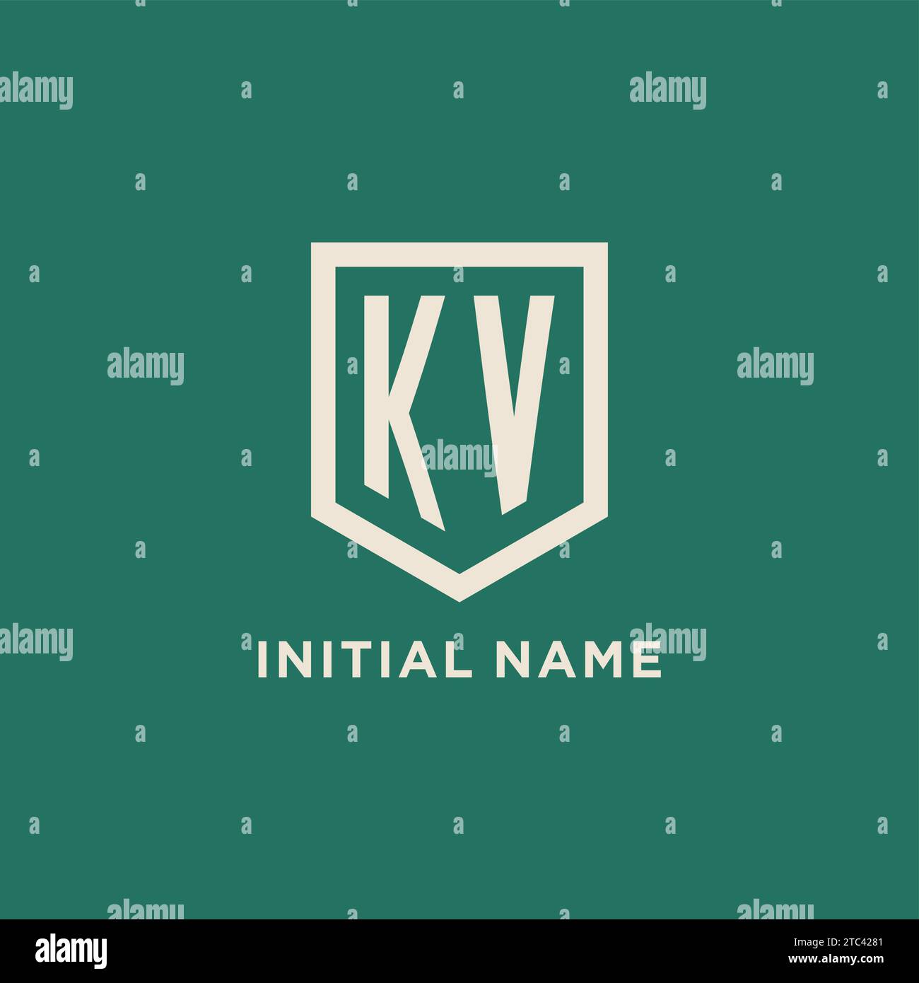 KV initial logo monogram shield geometric shape design vector graphic ...
