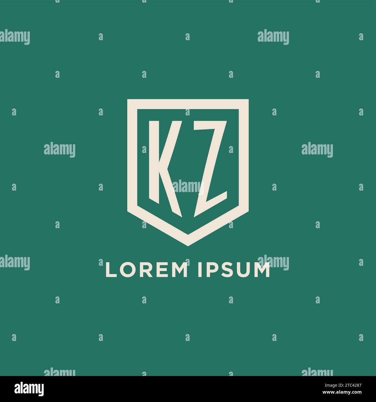 KZ initial logo monogram shield geometric shape design vector graphic ...