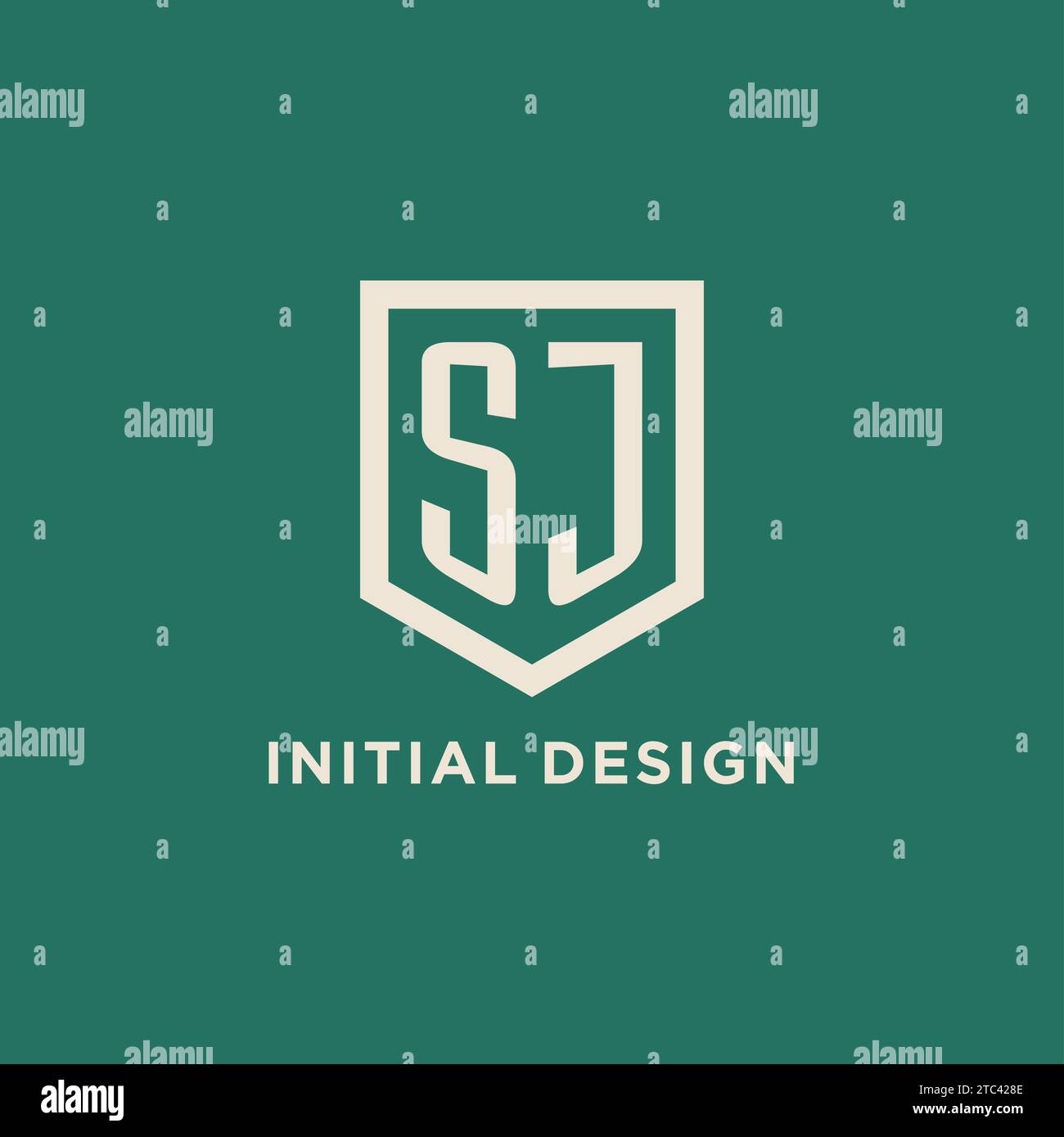 SJ initial logo monogram shield geometric shape design vector graphic ...