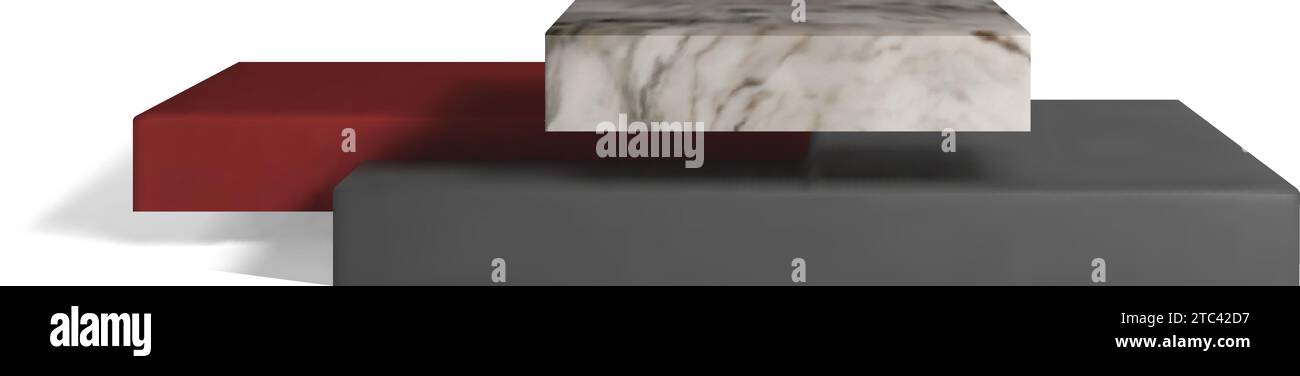 Stage isolated on white background. Marble,black and red blocks Stock ...