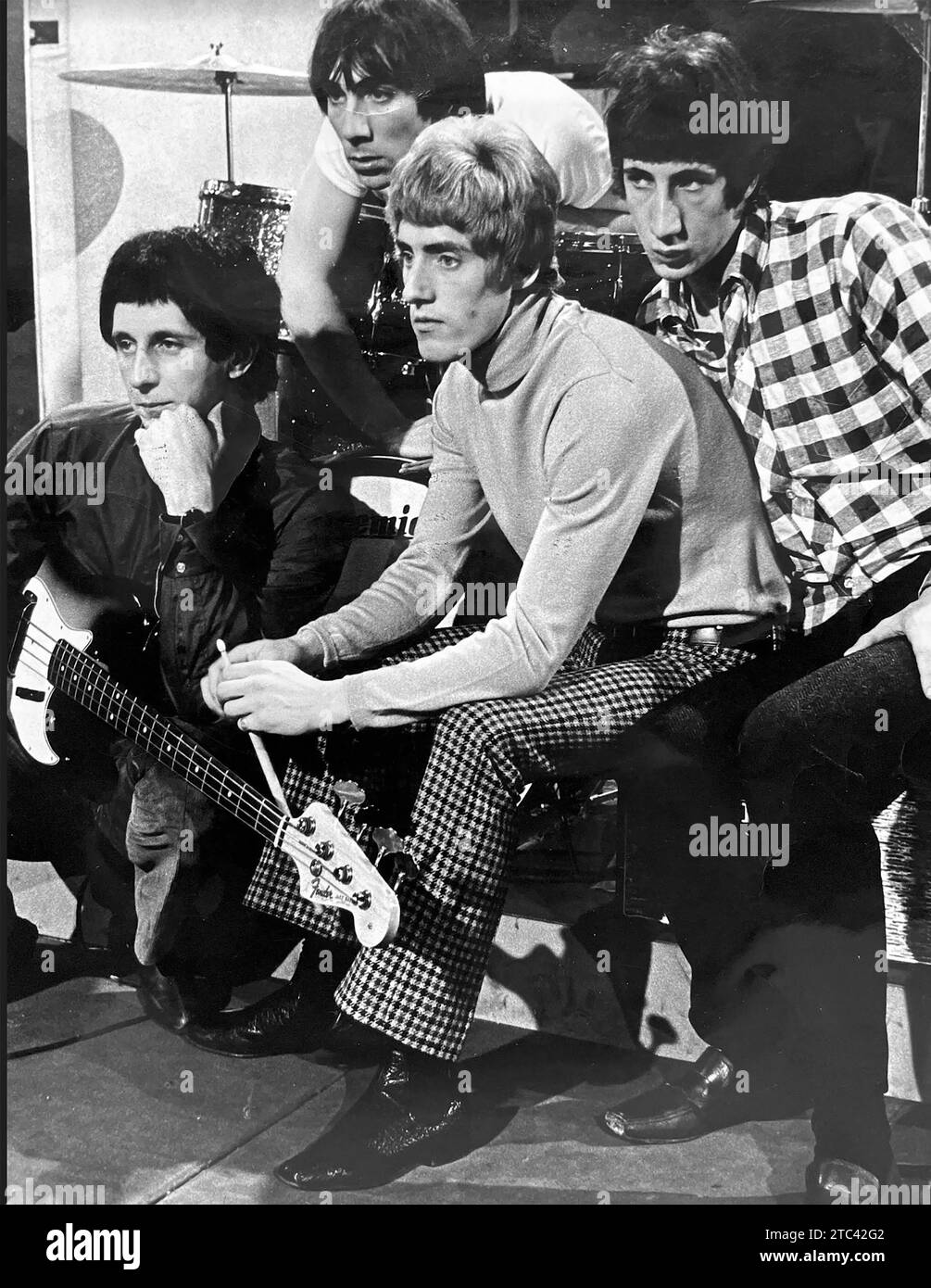 THE WHO UK rock group on TV show Ready,Steady,Go ! i n 1966. From left ...