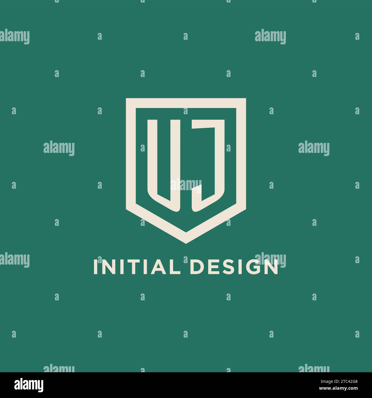 UJ initial logo monogram shield geometric shape design vector graphic ...