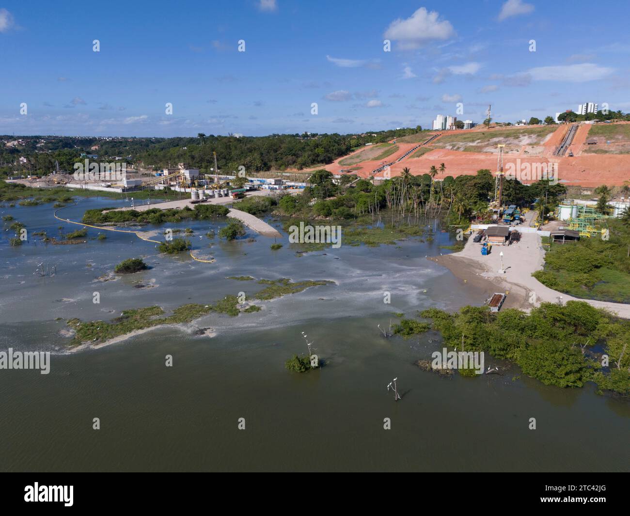 A view of sunken ground at the Mutange neighborhood in Maceio, Alagoas ...