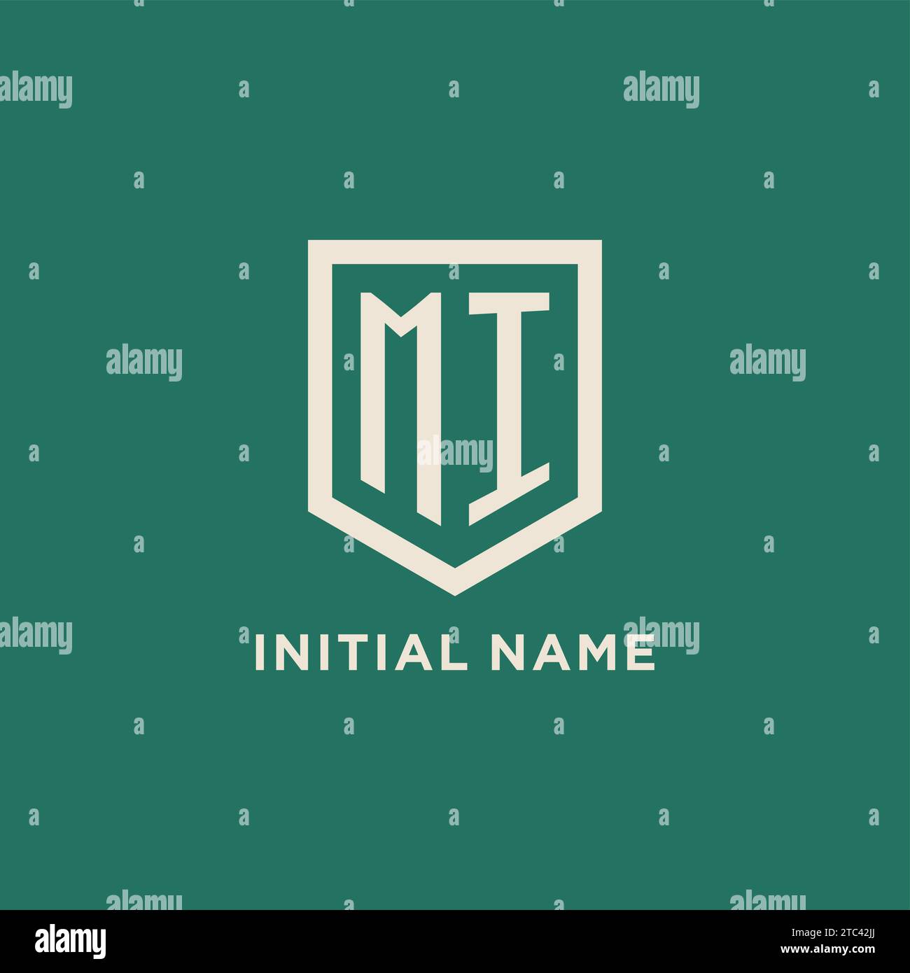 MI initial logo monogram shield geometric shape design vector graphic ...