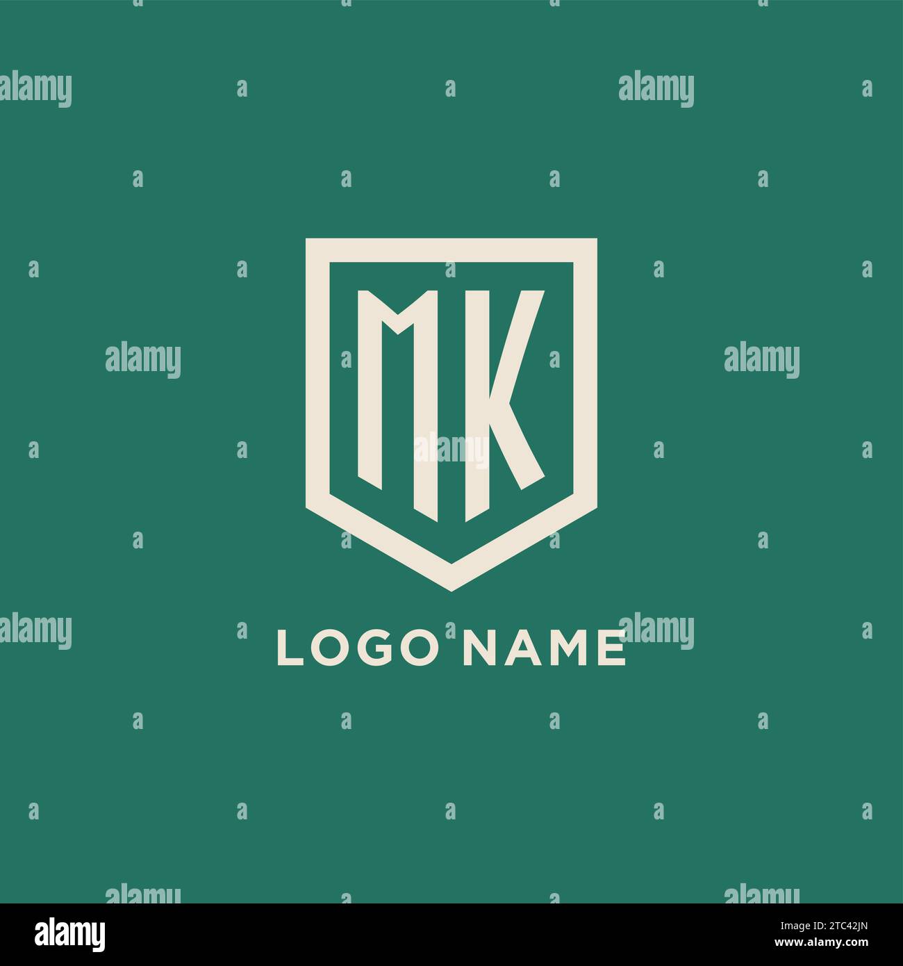MK initial logo monogram shield geometric shape design vector graphic ...