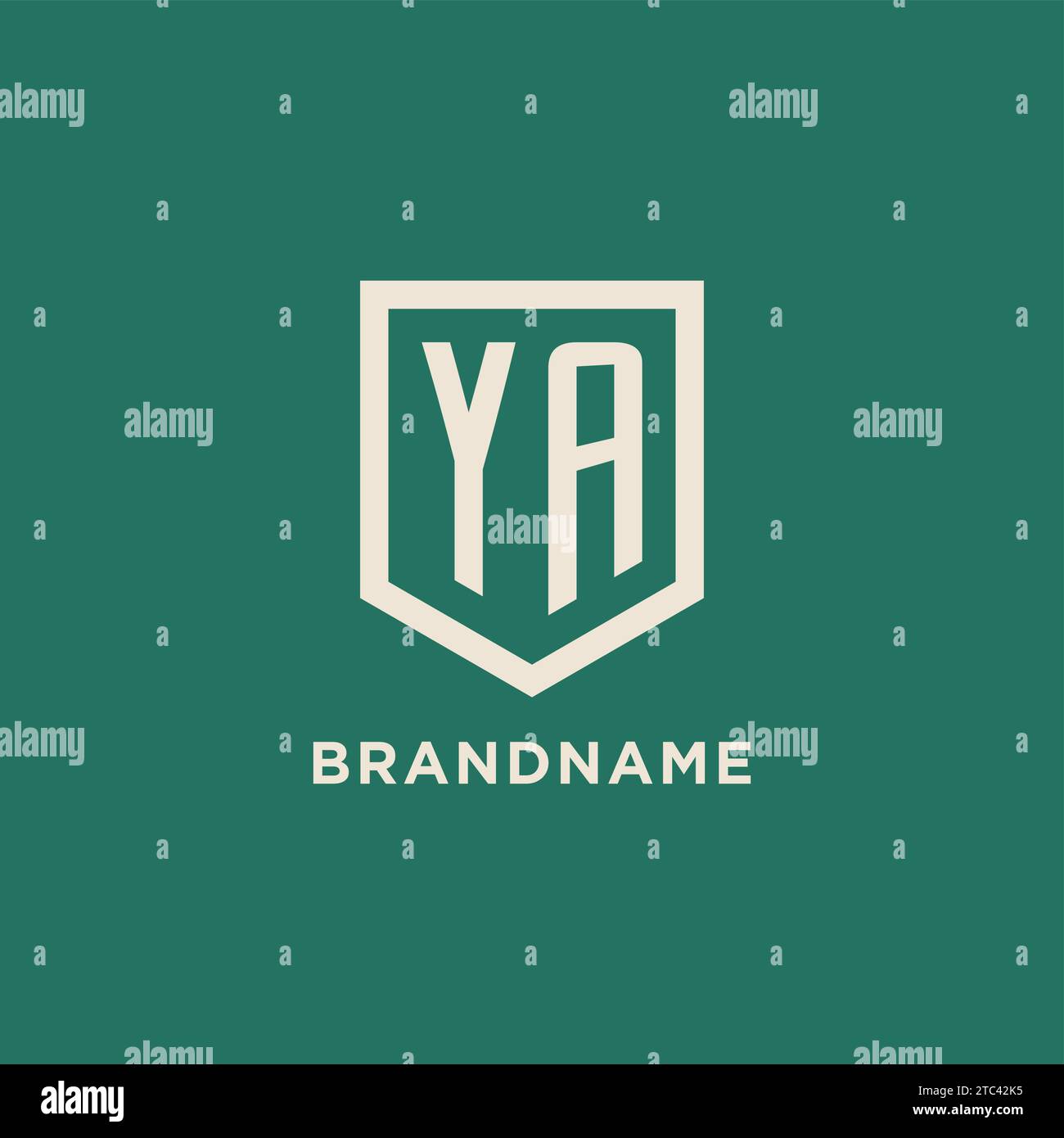 YA initial logo monogram shield geometric shape design vector graphic ...