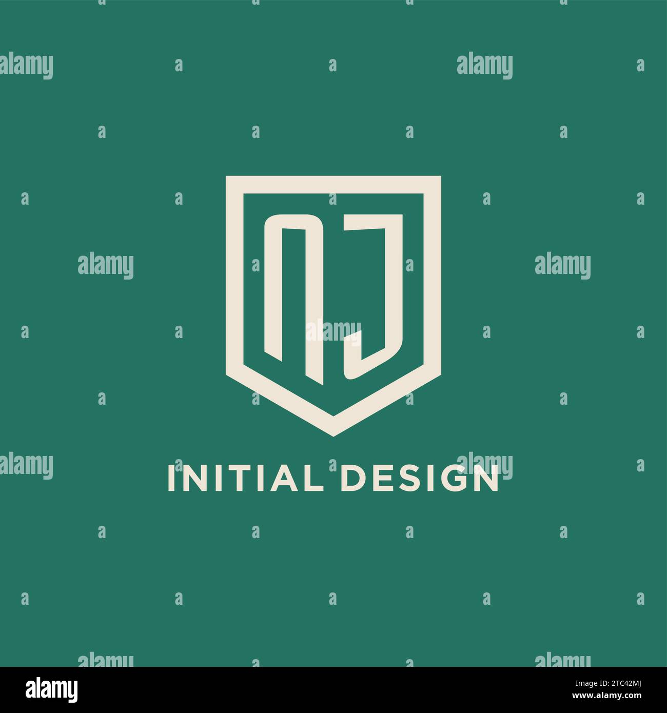 NJ initial logo monogram shield geometric shape design vector graphic ...