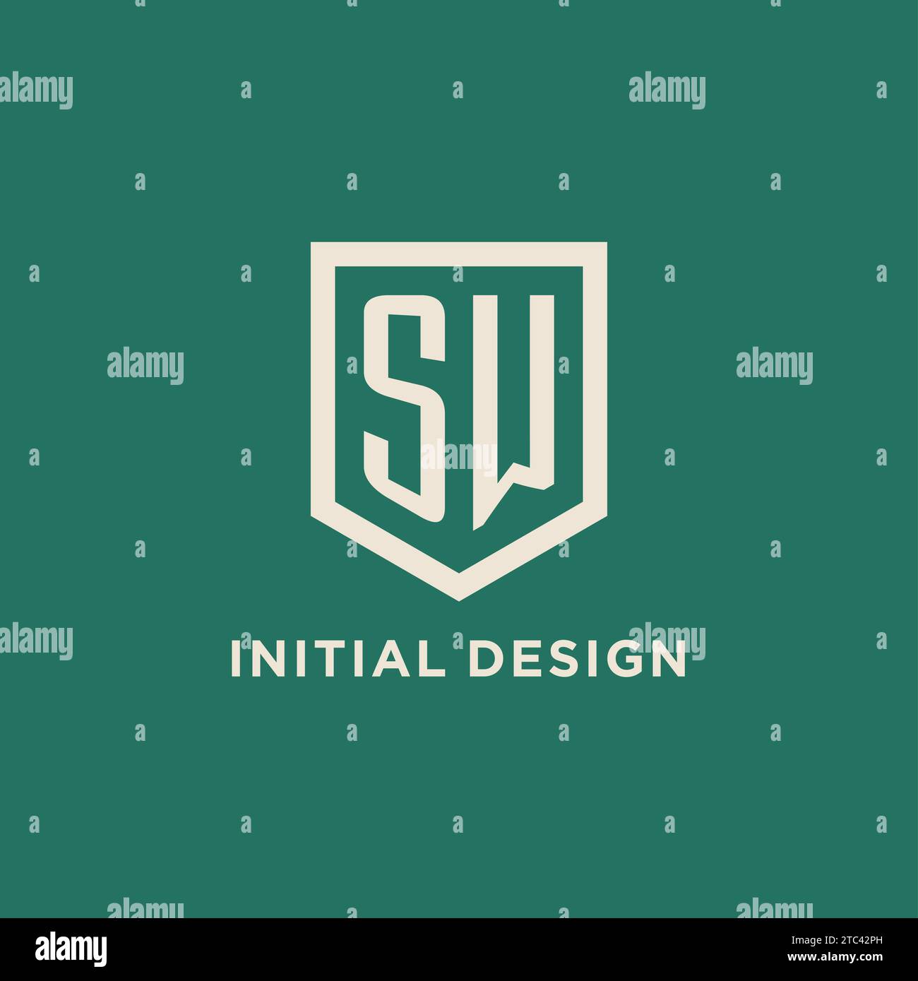 SW initial logo monogram shield geometric shape design vector graphic ...