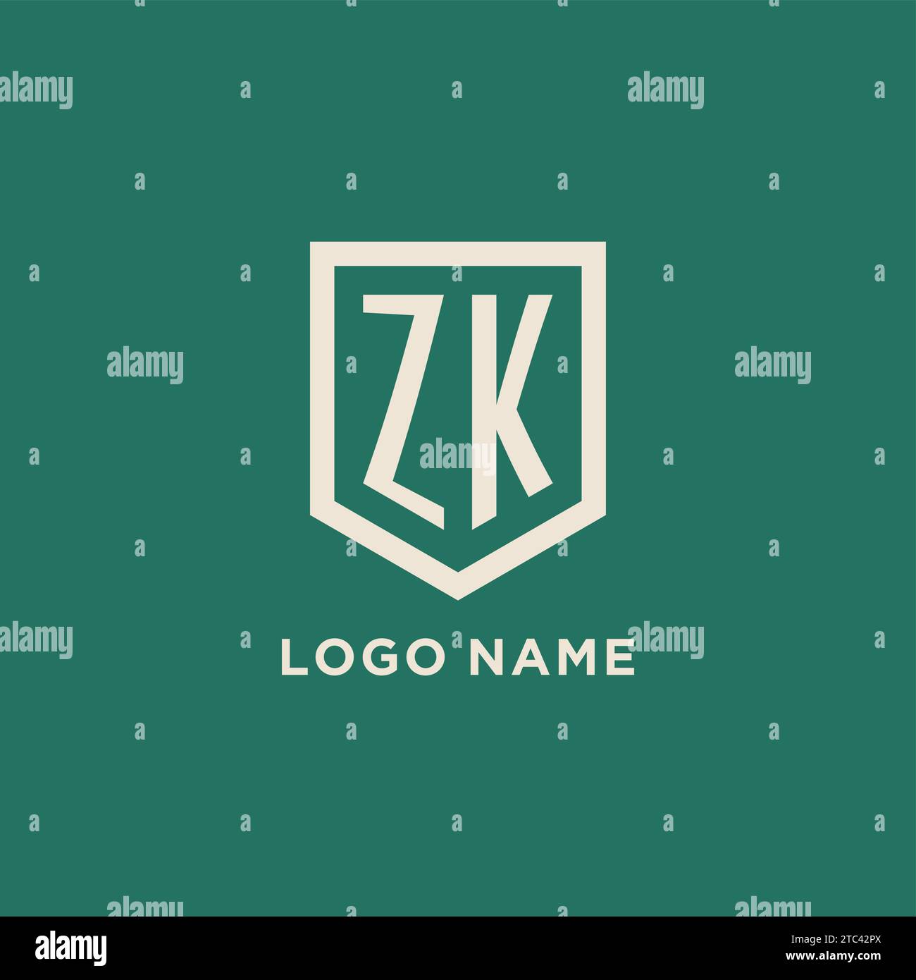 ZK initial logo monogram shield geometric shape design vector graphic ...
