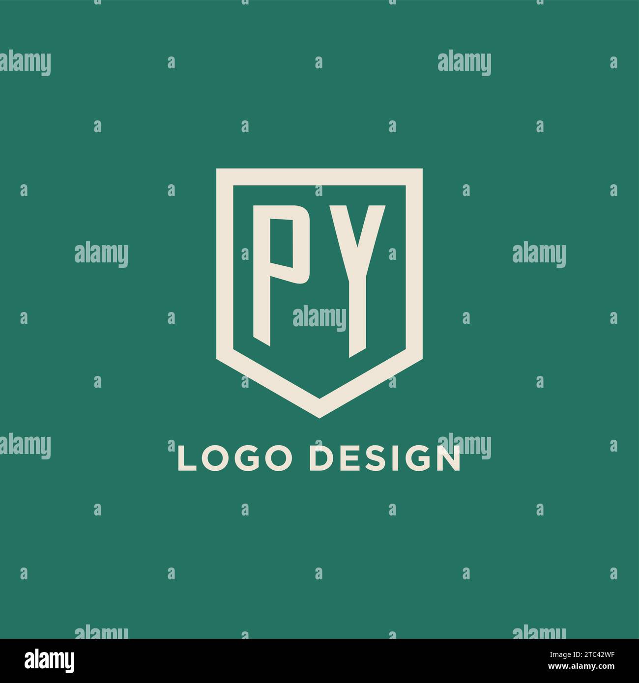 PY initial logo monogram shield geometric shape design vector graphic ...