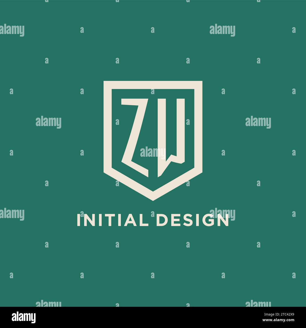 ZW initial logo monogram shield geometric shape design vector graphic ...