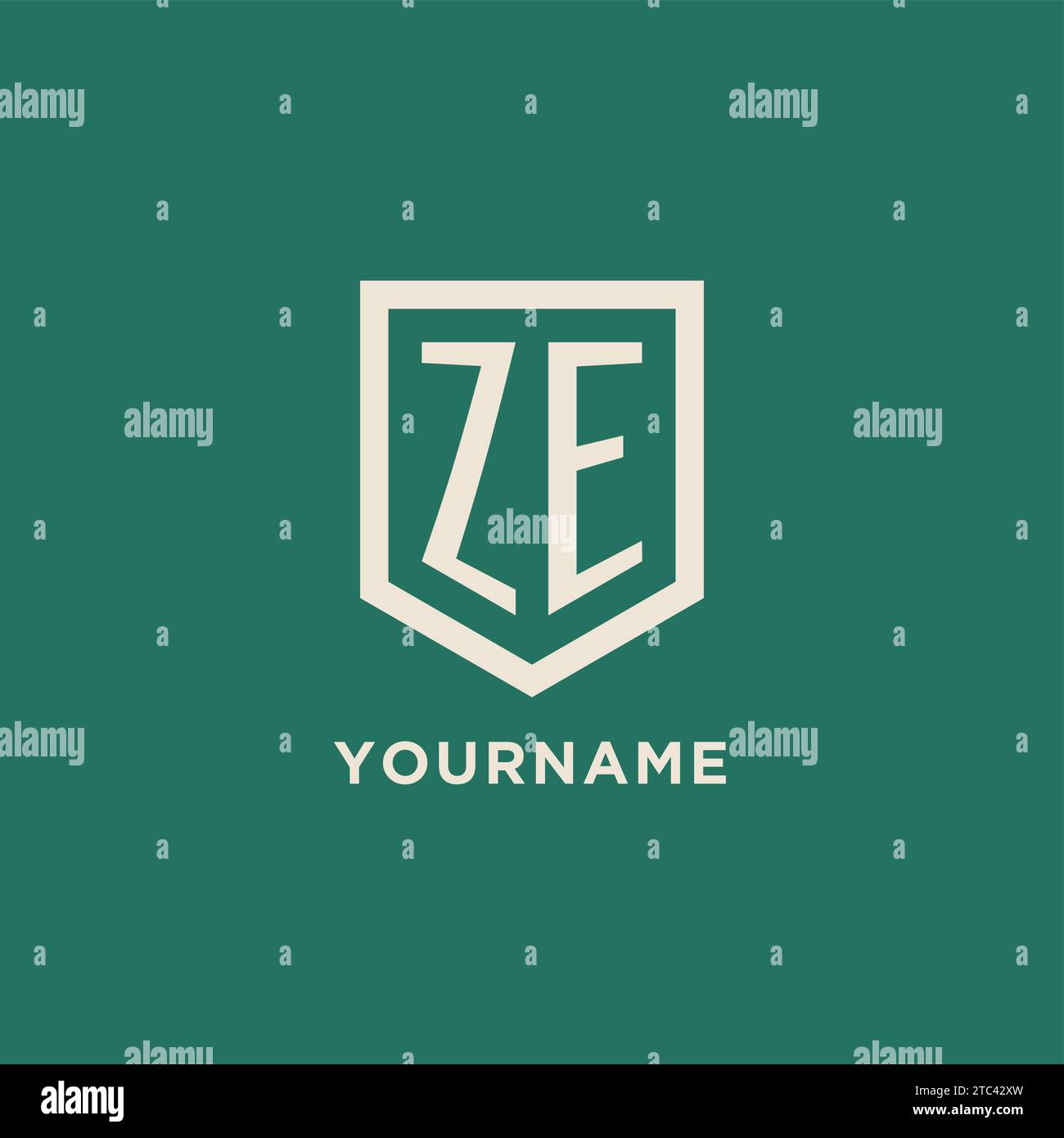 ZE initial logo monogram shield geometric shape design vector graphic ...