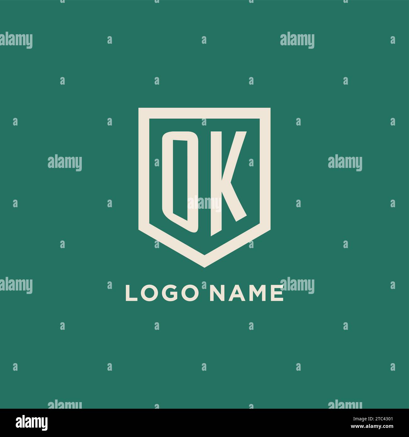 OK initial logo monogram shield geometric shape design vector graphic ...