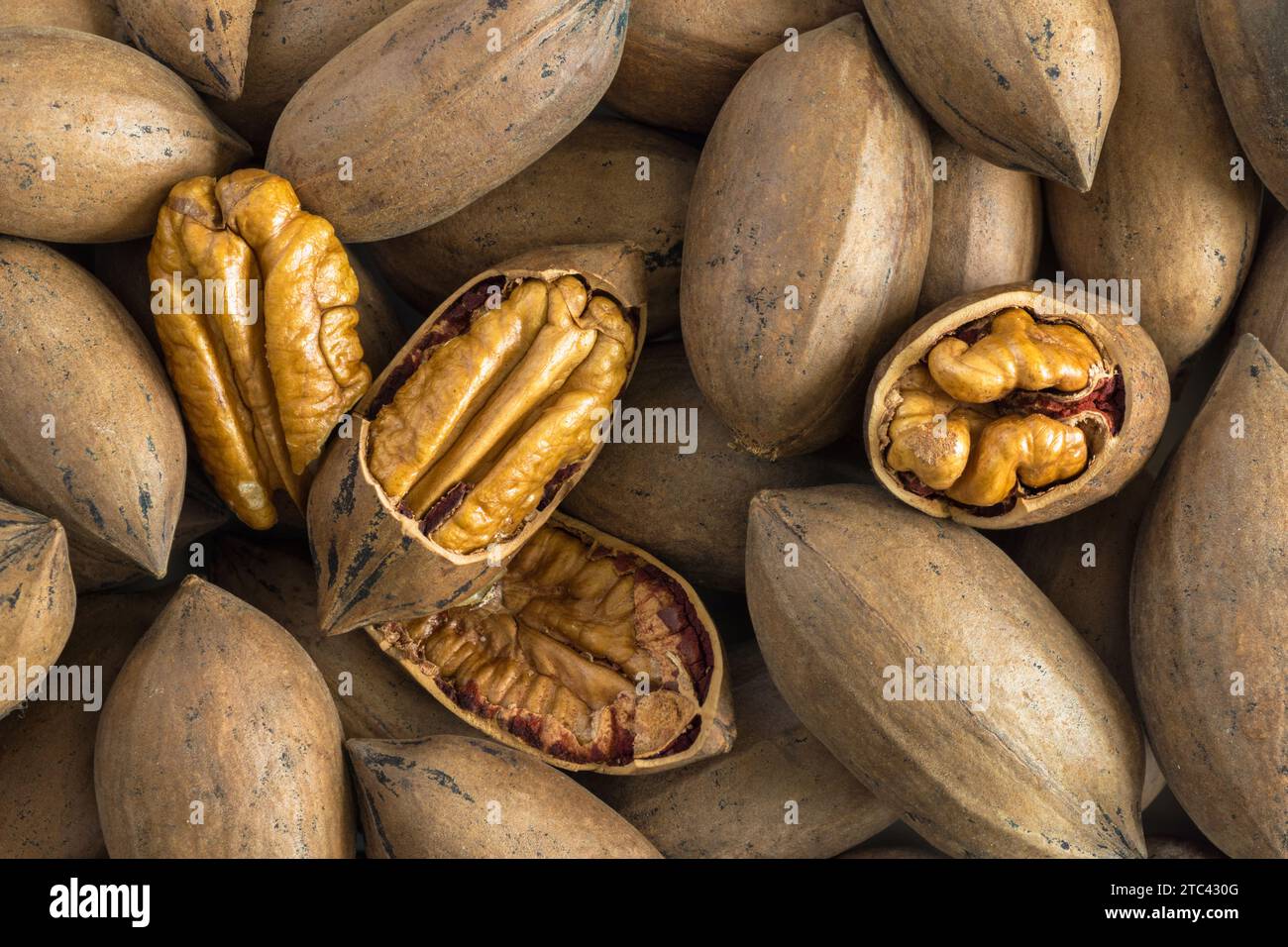 Peeled pecan nuts among shelled Pecan nuts Stock Photo - Alamy