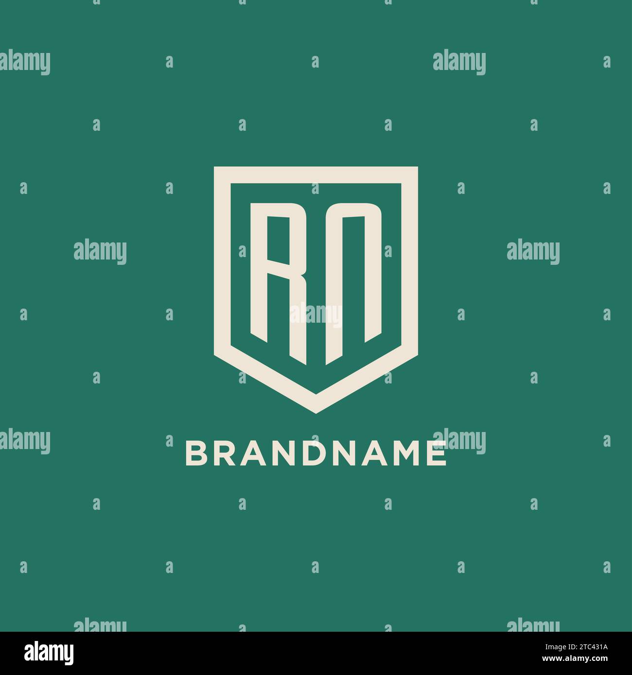 RN initial logo monogram shield geometric shape design vector graphic ...