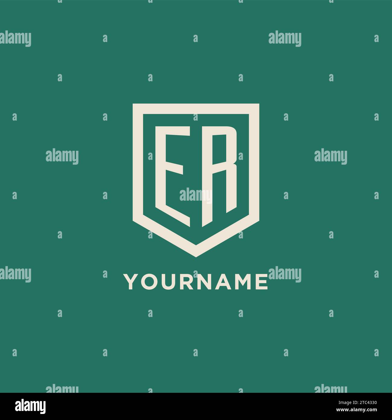 ER initial logo monogram shield geometric shape design vector graphic ...