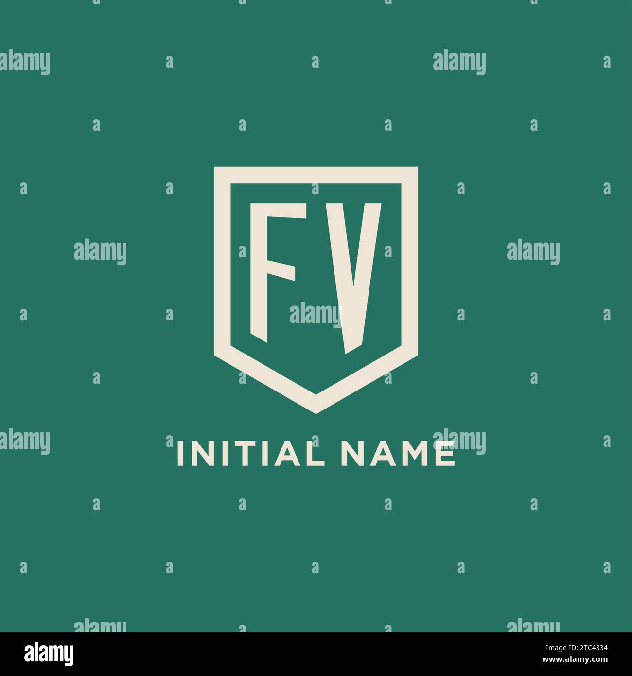 FV initial logo monogram shield geometric shape design vector graphic ...
