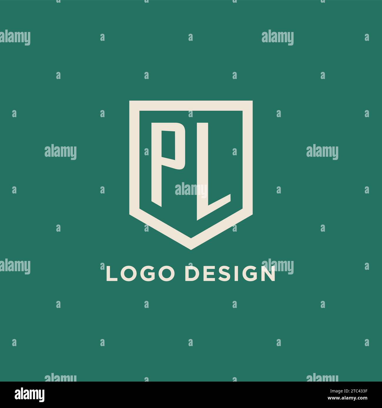 PL initial logo monogram shield geometric shape design vector graphic ...