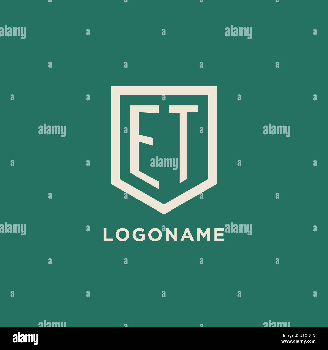 ET initial logo monogram shield geometric shape design vector graphic ...