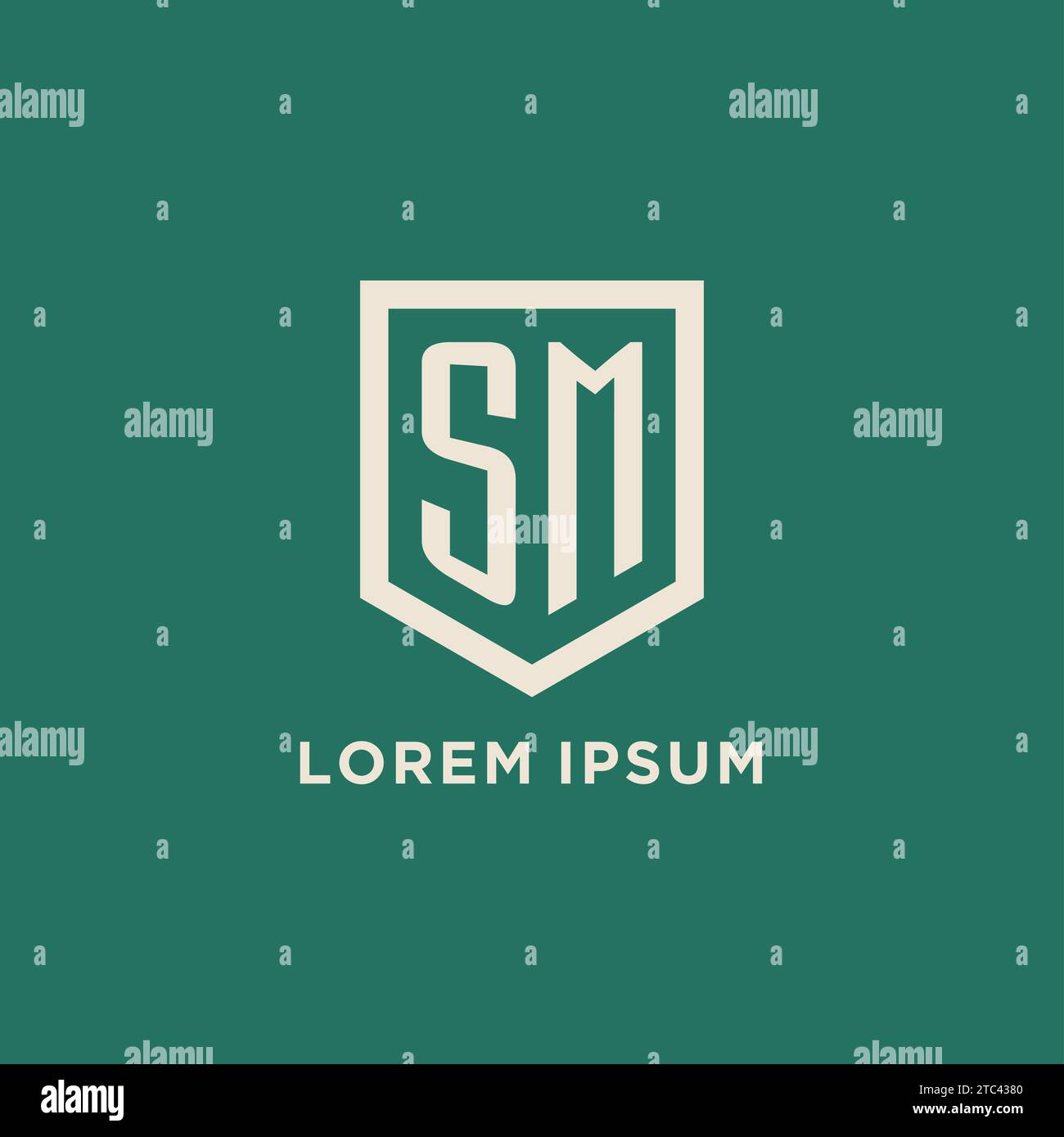 SM initial logo monogram shield geometric shape design vector graphic ...