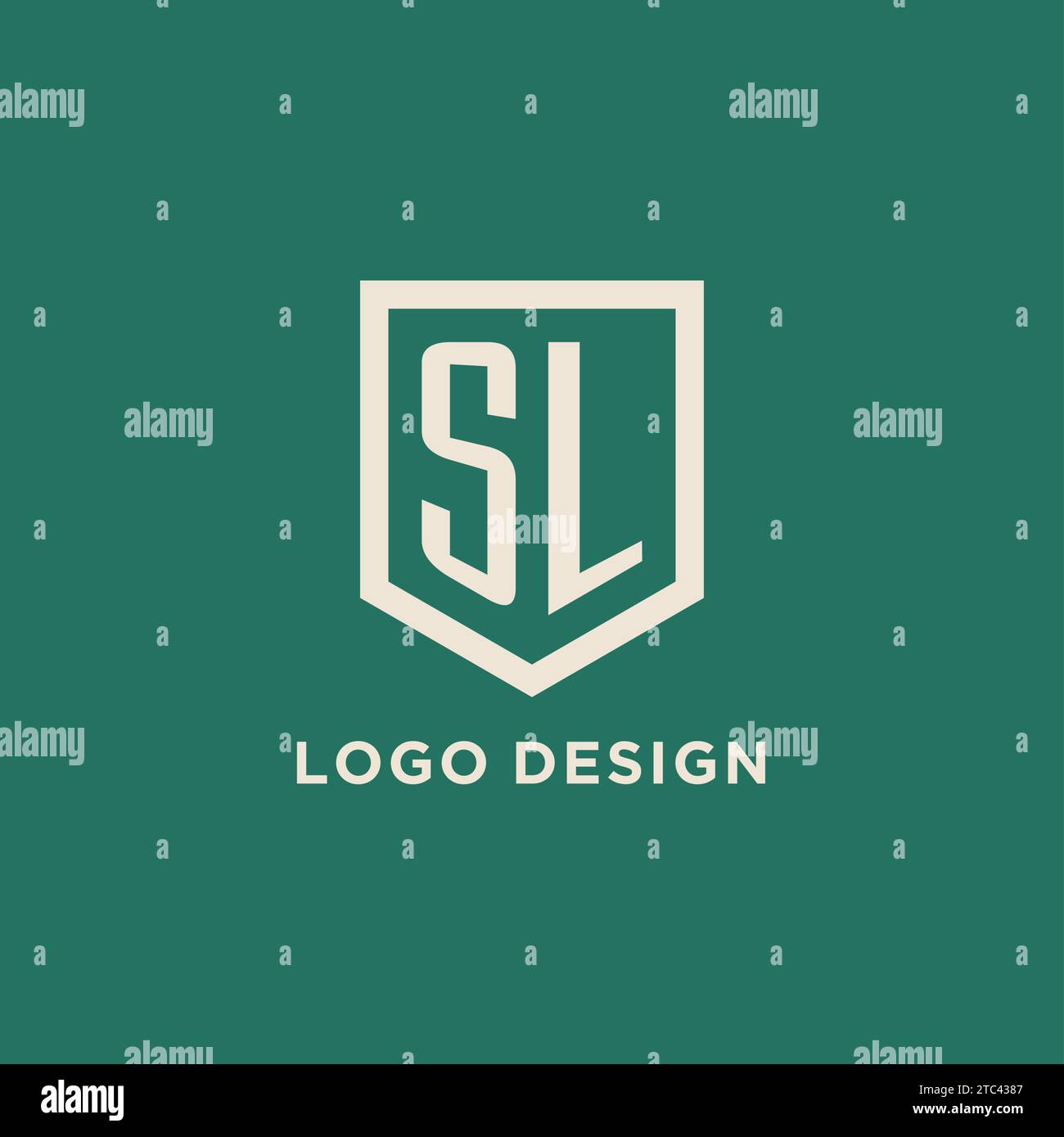 SL initial logo monogram shield geometric shape design vector graphic ...