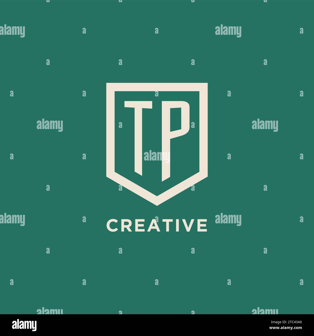 TP initial logo monogram shield geometric shape design vector graphic ...