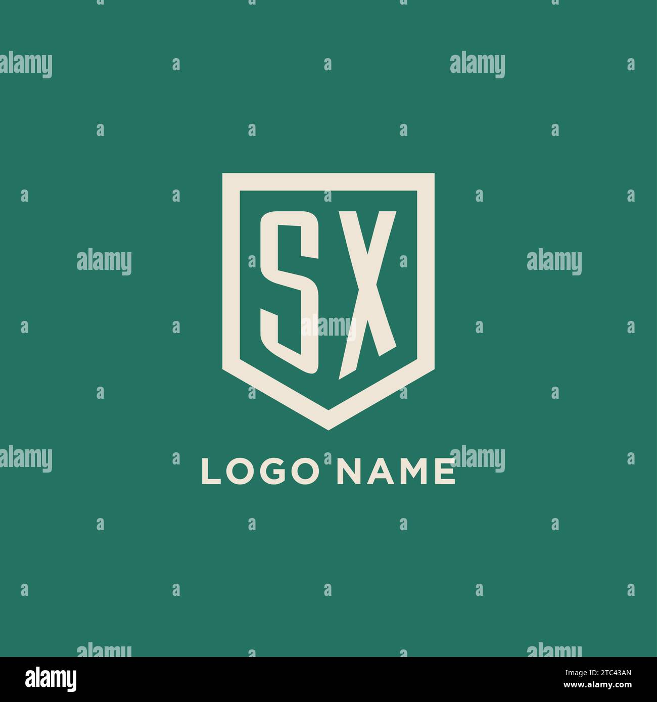 SX initial logo monogram shield geometric shape design vector graphic ...