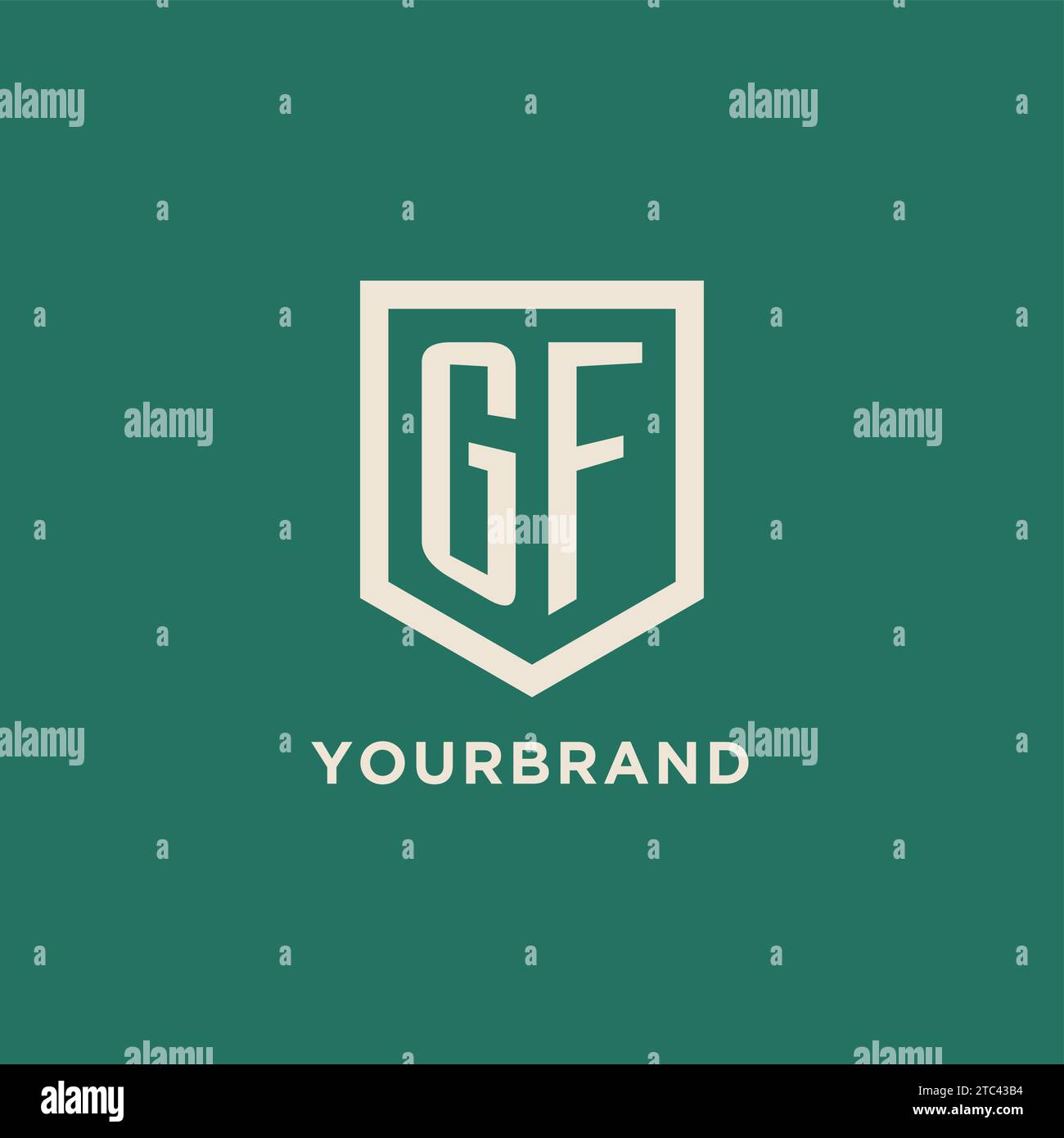 GF initial logo monogram shield geometric shape design vector graphic ...