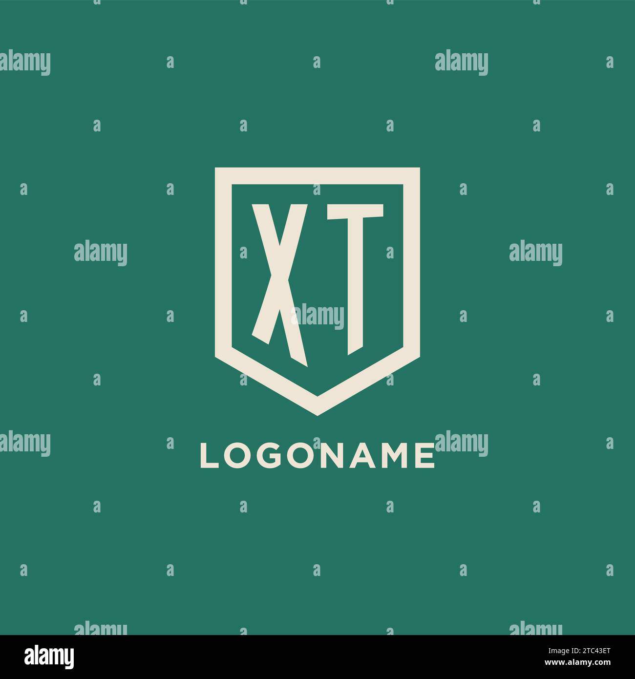 XT initial logo monogram shield geometric shape design vector graphic ...