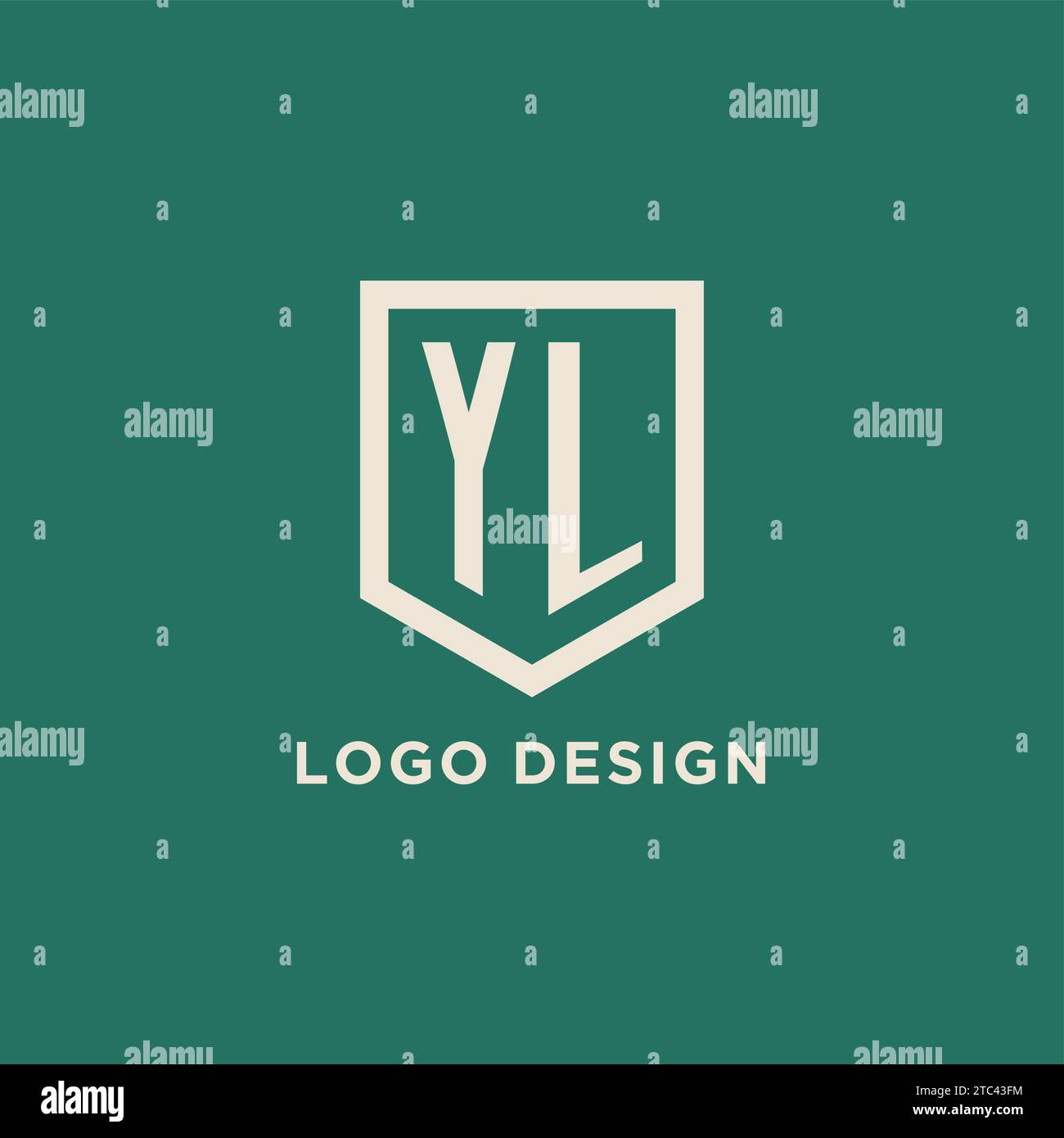YL initial logo monogram shield geometric shape design vector graphic ...