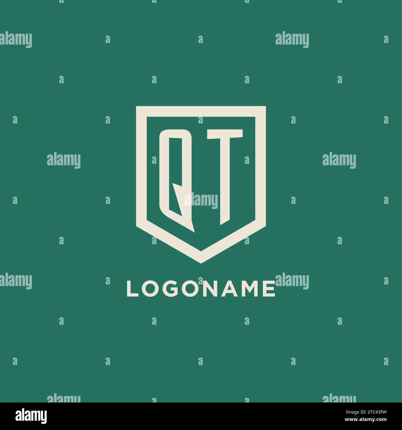 QT initial logo monogram shield geometric shape design vector graphic ...