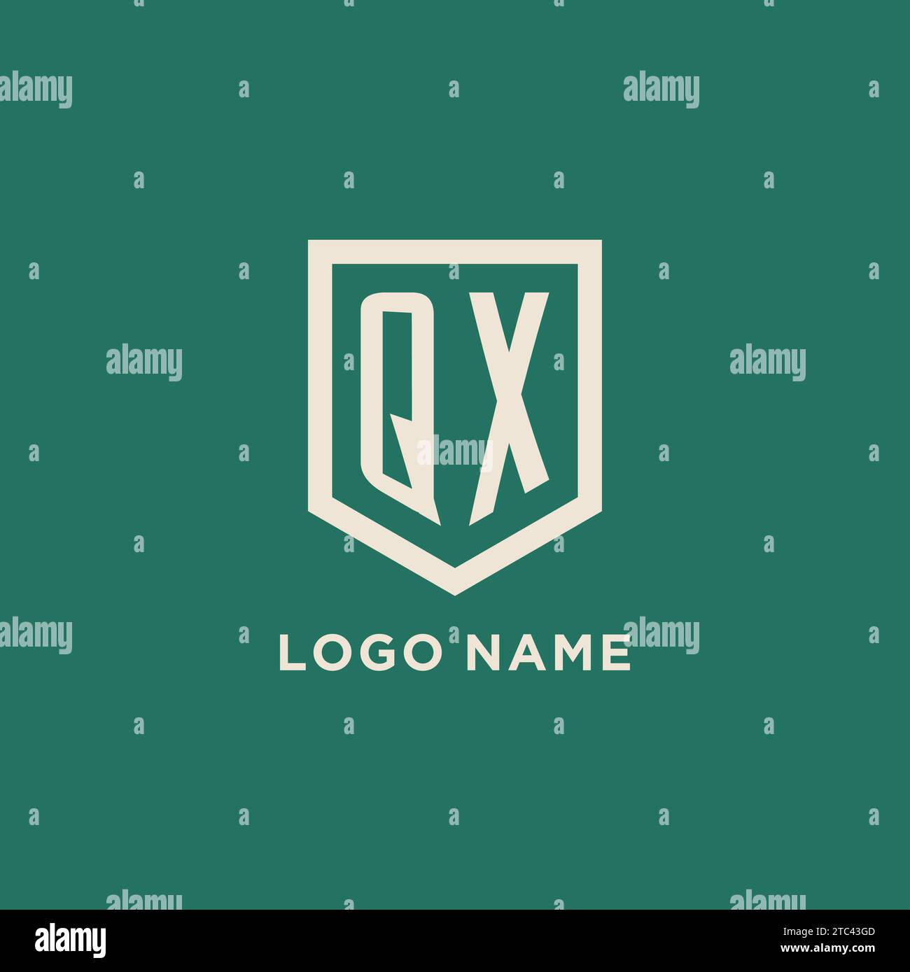 QX initial logo monogram shield geometric shape design vector graphic ...