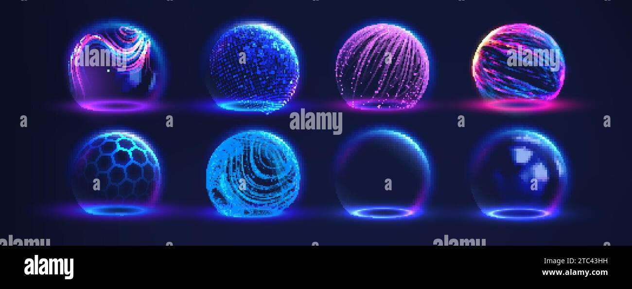 Sphere shield abstract energy protection. Force field defence globe ...