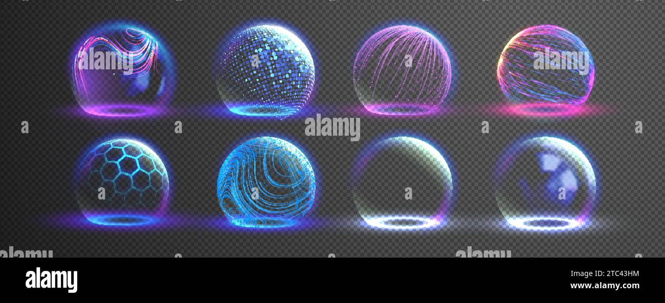 Sphere shield abstract energy protection. Force field defence globe shell. Dome barrier ...