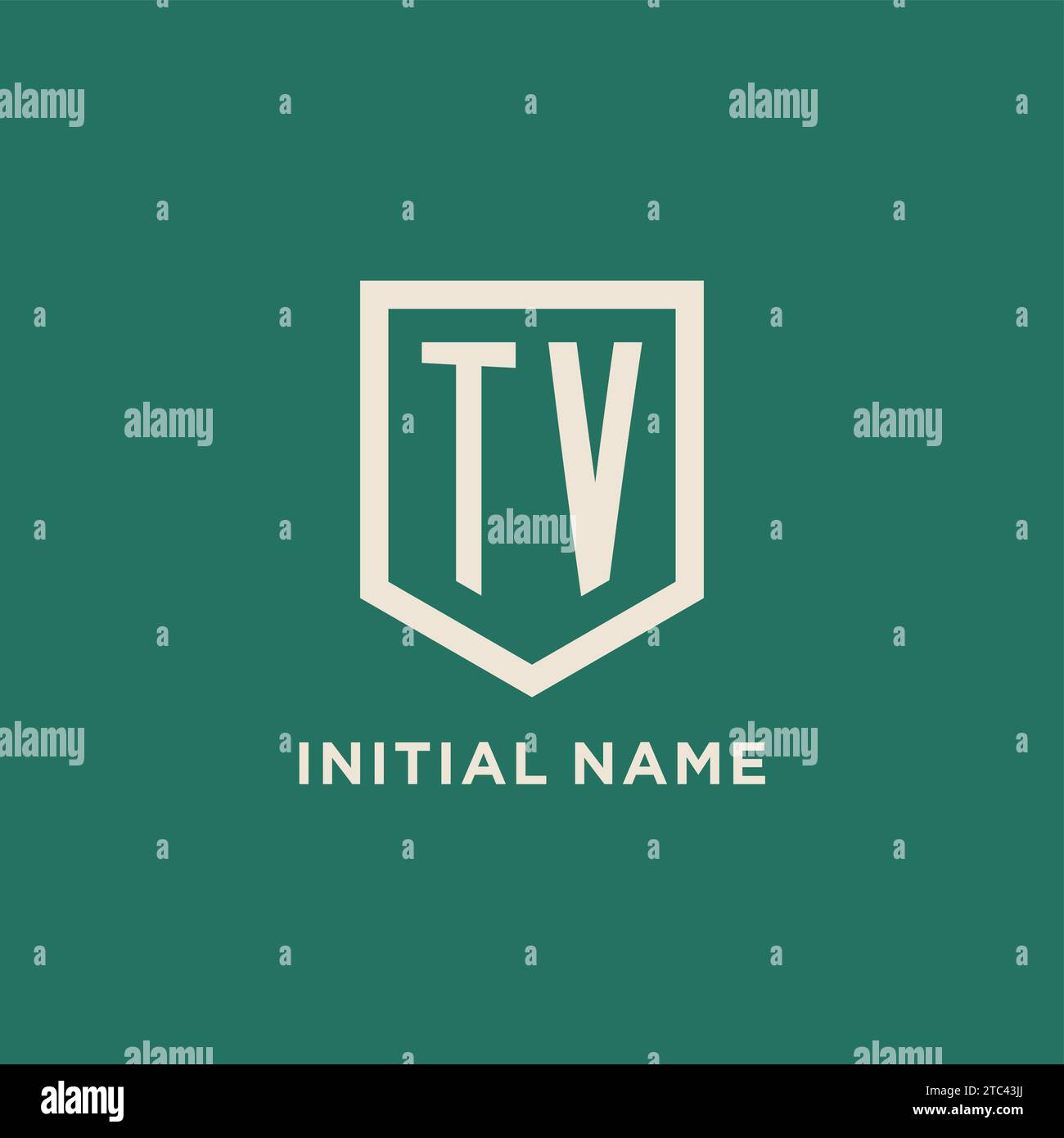 TV initial logo monogram shield geometric shape design vector graphic ...