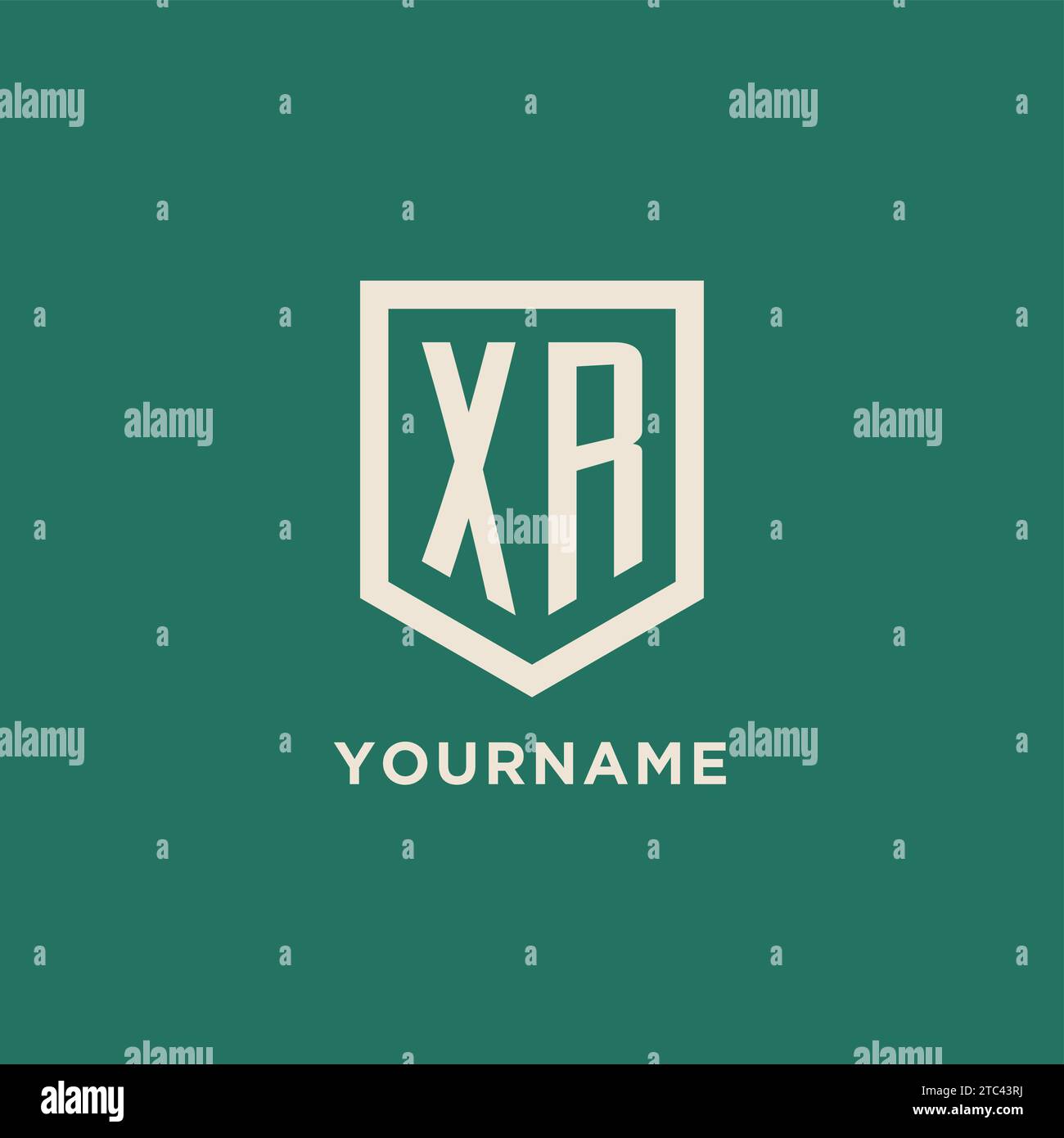 XR initial logo monogram shield geometric shape design vector graphic ...