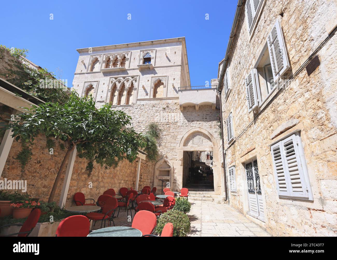 Old Hvar street architecture, Croatia Stock Photo - Alamy