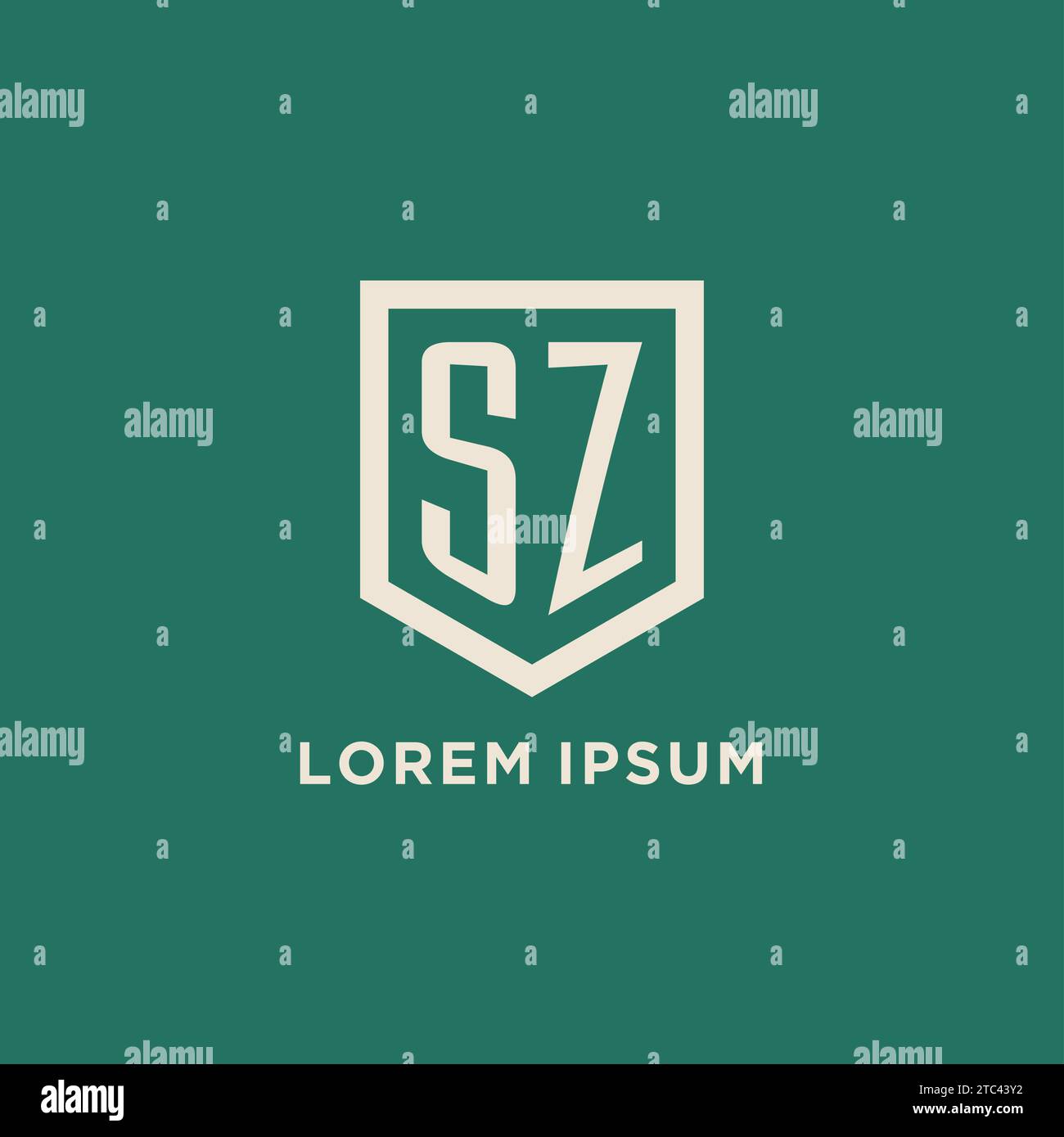 SZ initial logo monogram shield geometric shape design vector graphic ...