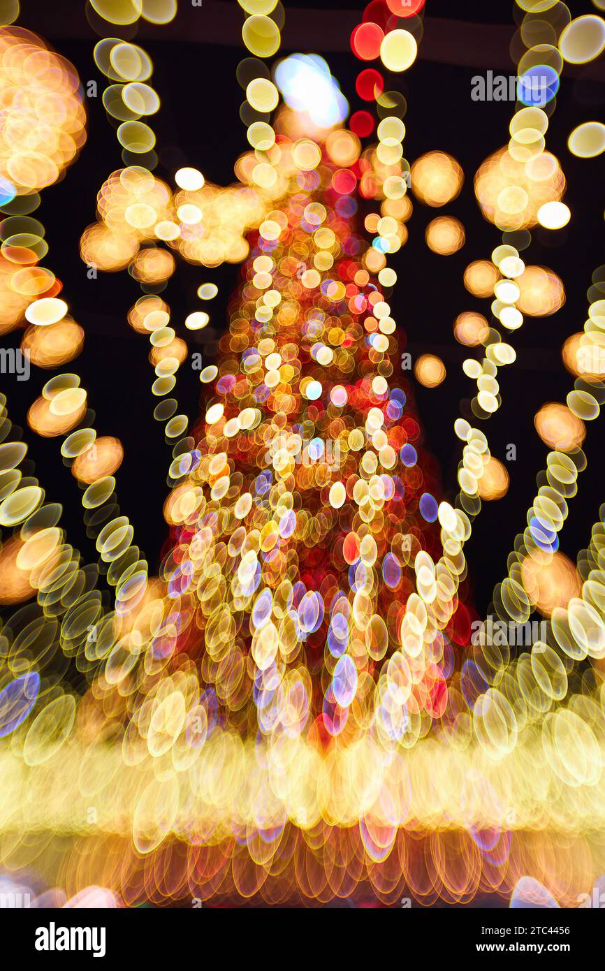 Christmas and Happy new year blurred bokeh. Authentic shot of colorful ...