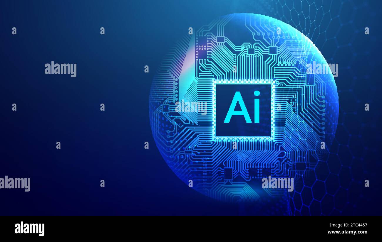 Artificial intelligence circuit blue technology background Stock Vector ...