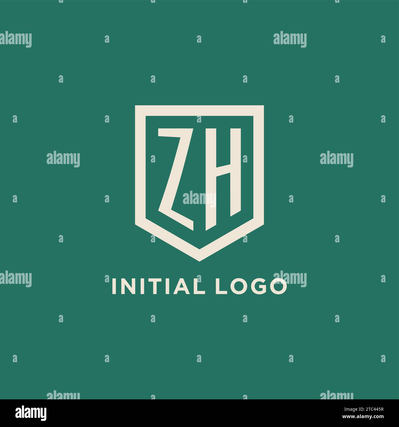 ZH initial logo monogram shield geometric shape design vector graphic ...
